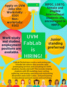 UVM FabLab – A place of innovation, creativity and digital fabrication on the UVM campus. Make ...